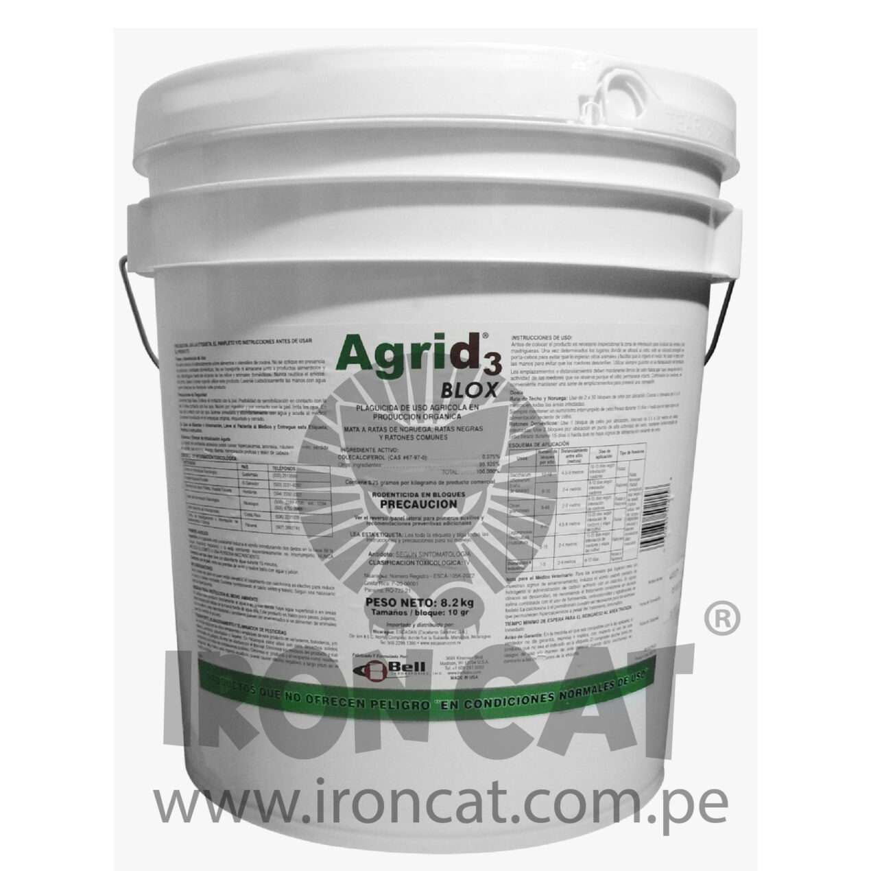 AGRID3 BLOX-COLECALCIFEROL D3-BALDE POR 8.2 KG-RODENTICIDA ORGANICO ...